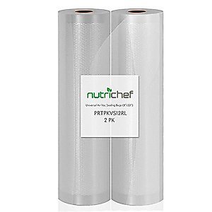 NutriChef Vacuum Sealer Bags 8x50 Rolls 2 pack for Food Saver, Seal a Meal, NutriChef, Weston. Commercial Grade, BPA Free, Heavy Duty, Great for vac storage, Meal Prep or Sous Vide