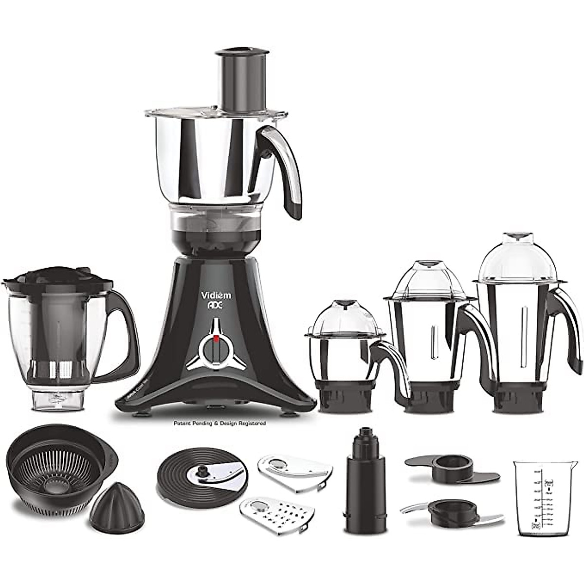 Vidiem ADC All Day Companion Mixer Grinder and Food Processor, slicing, grating, citrus juicing, chopping & kneading 750W 5 Jars Free Service Kit included -110 Volts