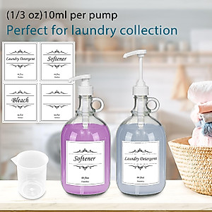 2 Pack Laundry Detergent Dispenser with Pump and Lid, 64 Oz Glass Bottles for Laundry Room Organization and Storage, Fabric Softener Dispenser for Washer