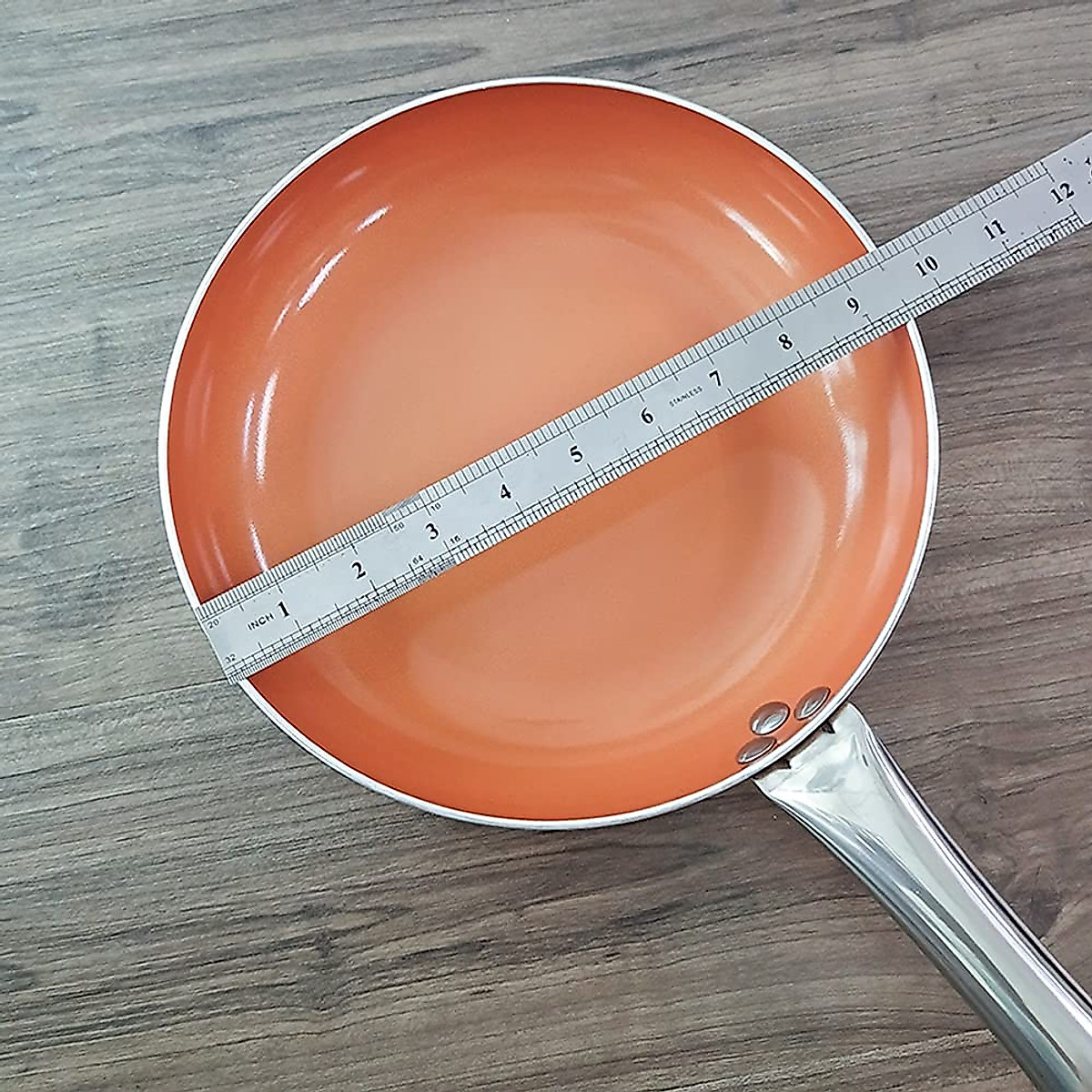 SHINEURI 9.5 inch Copper Fry Pan with Lid, Nonstick Omelet Pans - Perfect for Stir fry, Sauce & Baking, Compatible for Induction, Gas, Electric & Stovetops, Perfect for 2-3 Person Meal