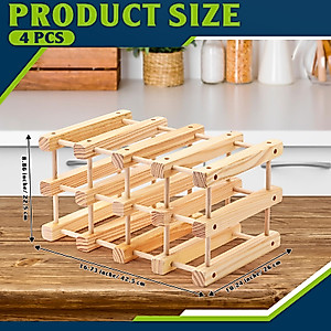 Kigley 4 Pcs 48 Bottles Wine Racks Wood Stackable Modular Wine Holder Freestanding Modular Wine Bottle Storage Display Shelf Wood Wine Bottle Holder for Kitchen Bar Pantry Cellar, Wood