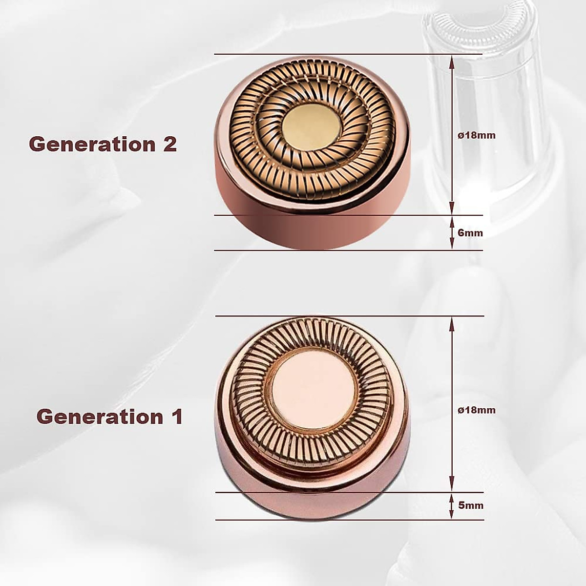 Replacement Heads for Finishing Touch Flawless Facial Hair Remover Shaver for Women Gen 2, Rose Gold - Pack of 2