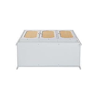 LEVNARY Large Armoire Wardrobe Closet with 3 Doors, Rattan Wardrobe Cabinet with Shelves and Hanging Rail for Clothes, Freestanding Wooden Closet for Bedroom, White (47.24" W x 18.89" D x 62.99" H)