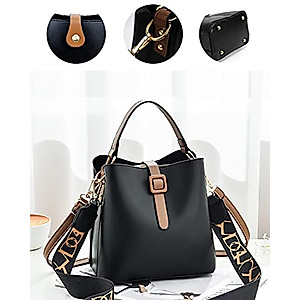 Goclothod Drawstring Bucket Bag Women Faux Leather Shoulder Bag Hobo Handbags