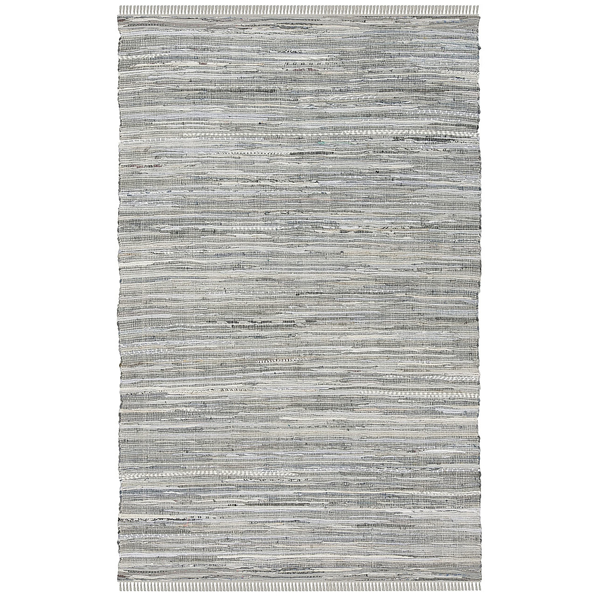 SAFAVIEH Rag Rug Collection Area Rug - 5' x 8', Grey, Handmade Boho Stripe Cotton, Ideal for High Traffic Areas in Living Room, Bedroom (RAR121A)