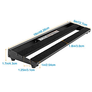 Guitar Pedalboard with Built-in Power Supply Pedal Board Aluminium Alloy 1.8lb Lightweight Pedal Board 19x5 Inch Black Pedal Board with Power Supply, Carrying Bag, Guitar Pedal Cable, Velcro