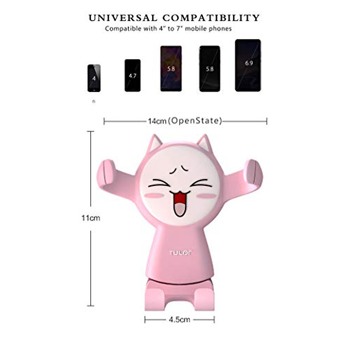 Cute Girly Cartoons Car Phone Holder Mount Air Vent Phone Holder for Car,Compatible Dashboard Windshield Car Phone Holder,Car Accessories for Women and Girls (Rose Pink)