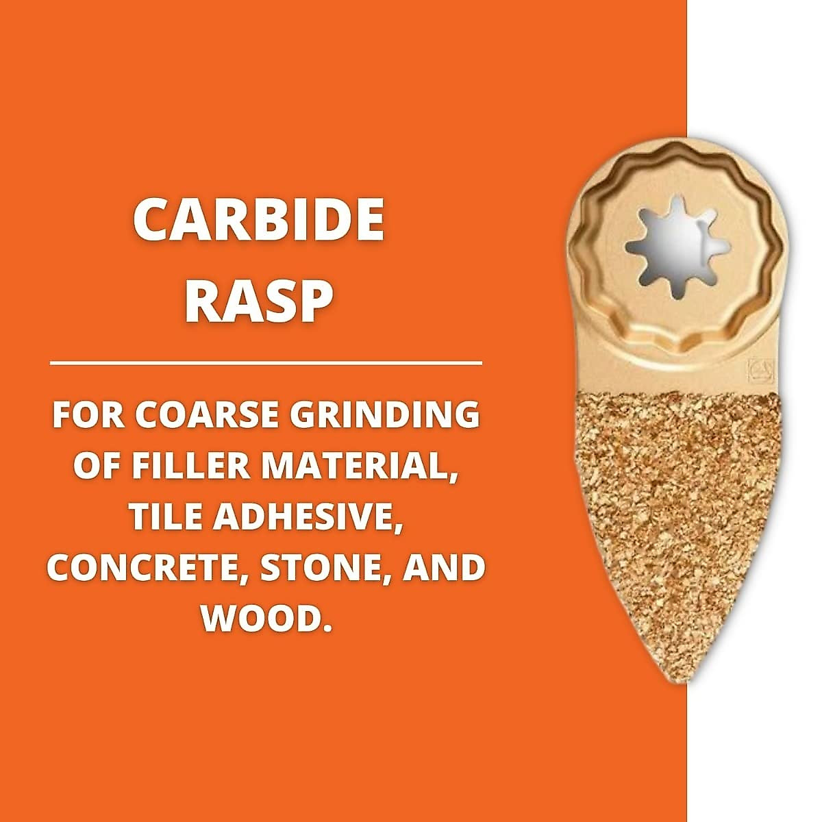 Fein StarLock Plus Carbide Oscillating Rasp - Finger Shape for Coarse Grinding of Filler Material, Tile Adhesive, Concrete, Stone, Wood - Fits Most Multitools - 63731002210