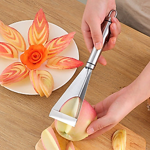 Stainless Steel Fruit Carving Knife, Antislip Engraving Blades Fruit Carving Tool V Shape Channel Knife Triangular Shape Vegetable Knife DIY Food Carving for Home Kitchen