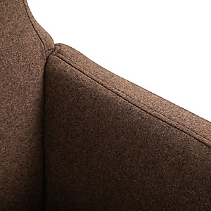 Vinsetto Swivel Office Chair Modern Linen Upholstered Home Computer Desk Task Chair with Cushioned Arm, Wheels, Adjustable Height, Brown