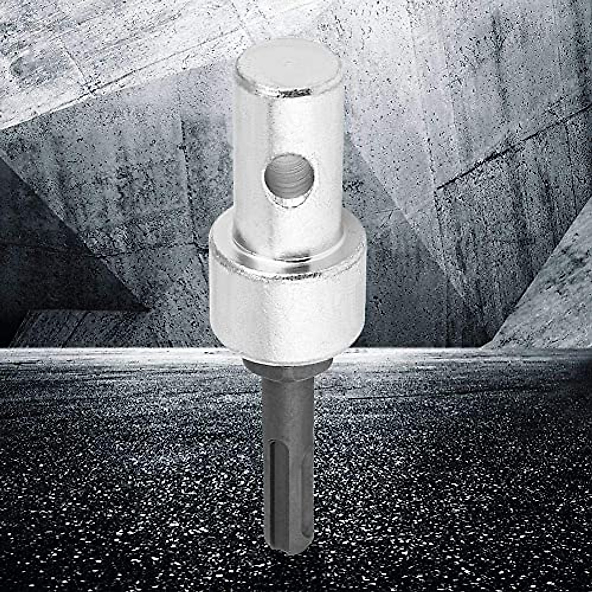 Earth Auger Adapter,Electric Drill to Ground Drill Conversion Head for Electric Drill to Earth Auger Connector Tool Round Shank 2 Pit 2 Slot