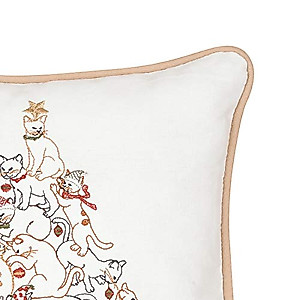 C&F Home Cat Christmas Tree Embroidered Saying Decor Decoration Accent Pillow 10 x 10 Brown