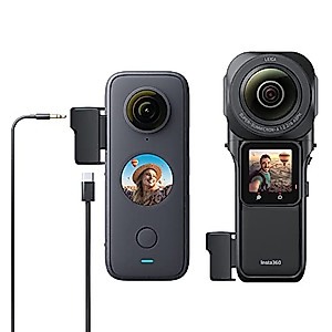 CYNOVA Upgraded Insta 360 Mic Adapter, Audio 3.5mm Jack Compatible with Insta360 One RS 1-inch 360 Mic Adapter / Insta360 One X2 Mic Adapter Extrenal Microphones USB-C Port for Inst360 X2 Accesories