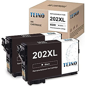 TEINO Remanufactured Ink Cartridge Replacement for Epson 202XL T202XL 202 T202 use for Epson Workforce WF-2860 Expression Home XP-5100 (Black, 2-Pack)