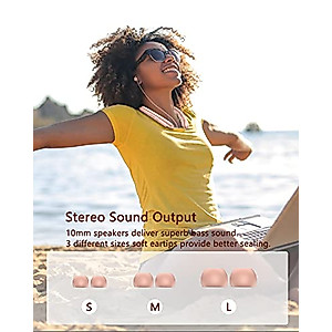 Bluetooth Headphones, Wireless Neckband Headset with Retractable Earbuds, Stereo Earphones w/Noise Canceling Mic for Conferences, Work Out, Travel, Compatible with Android iPhone (Rose Gold)