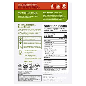 Navitas Organics Superfood+ Adaptogen Blend for Stress Support (Maca + Reishi + Ashwagandha), 6.3oz bag, 30 Servings — Organic, Non-GMO, Vegan, Gluten-Free, Keto & Paleo.