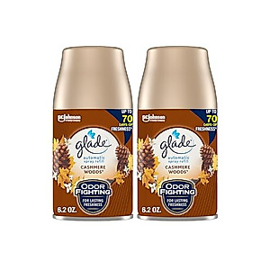 Glade Automatic Spray Refill, Air Freshener for Home and Bathroom, Cashmere Woods, 6.2 Oz, 2 Count