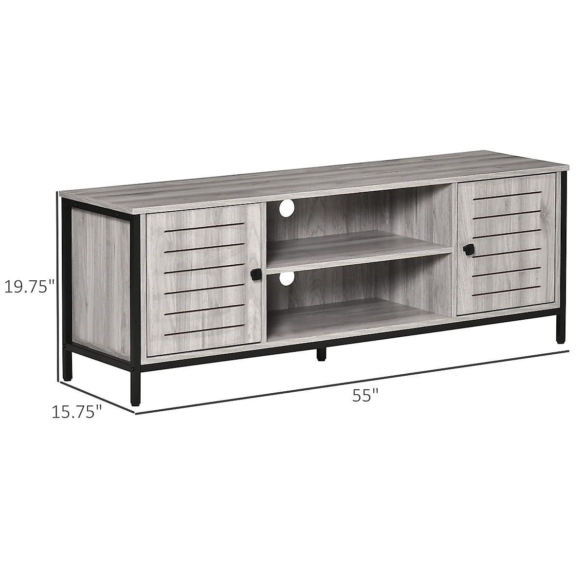 HOMCOM TV Stand for TVs up to 60", Industrial Entertainment Center Cabinet with Storage Shelves for Living Room or Bedroom, Oak