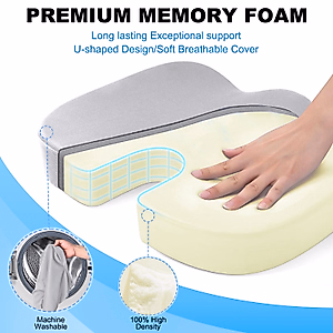 Benazcap Seat Cushion for Office Chair Cushions,Non-Slip, Sciatica & Tailbone Pain Relief Firm Coccyx Pad for Long Sitting, for Desk Chair/Car Seat/Gaming Chair/Wheelchair,Grey