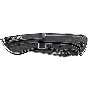 CRKT Burnout EDC Folding Pocket Knife: Everyday Carry Folder with Frame Lock, Drop Point Blade, Black Stonewash Finish, Thumbstud, Assisted Opening, Carbon Fiber and G10 Handle 4123K
