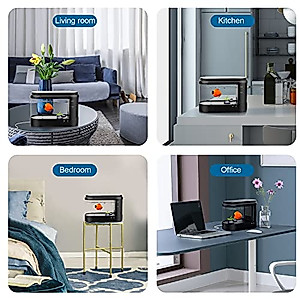 AQQA Aquarium Kit 1.8 Gallon Small Betta Fish Tank with Adjustable LED Lighting (9 Colors) Internal Filter Pump and Air Purification Aromatherapy Function for Home Office (Black)