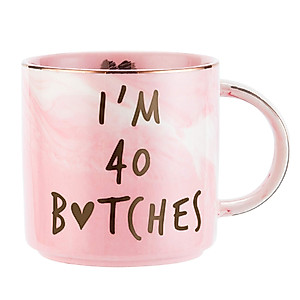 I'm 40 - Funny 40th Birthday Gifts for Women - Best Turning Forty Year Old Birthday Gifts Ideas for Women, Wife, Mom, Daughter, Sister, Aunt, Best Friends, BFF, Coworkers, Her - Ceramic Coffee Cup