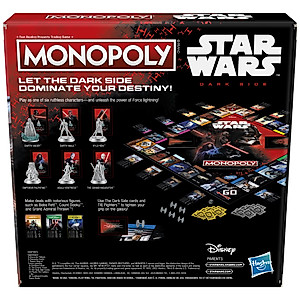 Hasbro Gaming Monopoly: Disney Star Wars Dark Side Edition Board Game for Families and Kids Ages 8+, Gift, Family Game Night
