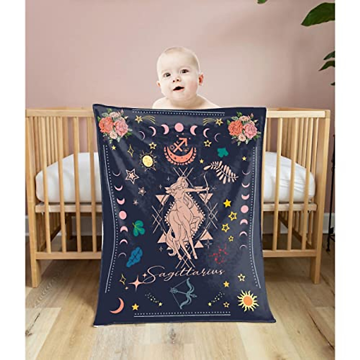 Sagittarius Zodiac Flannel Fleece Throw Blanket Blankets for Adult and Kids Soft Fuzzy Plush Blanket Cozy Lightweight All Seasons for Travel Bed and Couch 40"x50"