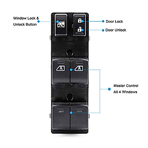 Front Driver Side Power Window Switch Compatible for 2007-2012 Nissan Altima Replace# 25401ZN50B, 25401ZN50C