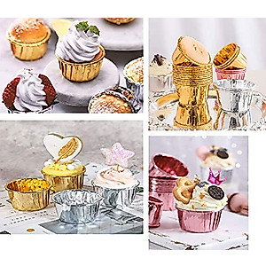 Aluminum Foil Cupcake Cups Cupcake Liners 50Pcs Disposable Ramekin MuffinBaking Cups Little Foil Cups Cupcake Ramekin Holder Cups Ramekins for Baking Foil Baking Cups