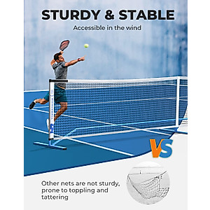 DEERFAMY 22FT Portable Tennis Pickleball Net System, Regulation Size PE Net for Driveway, Designed for All Weather Conditions with Steady Metal Frame and Strong with Carrying Bag