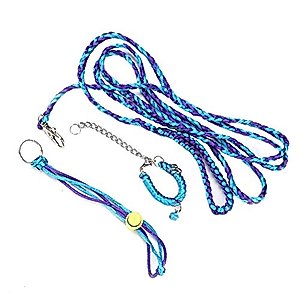Hamster Leash Small Pet Harness No Harm Nylon Braided Collar Flying Squirrel Other Small Pets for Squirrel Hamster(Blue+Purple)