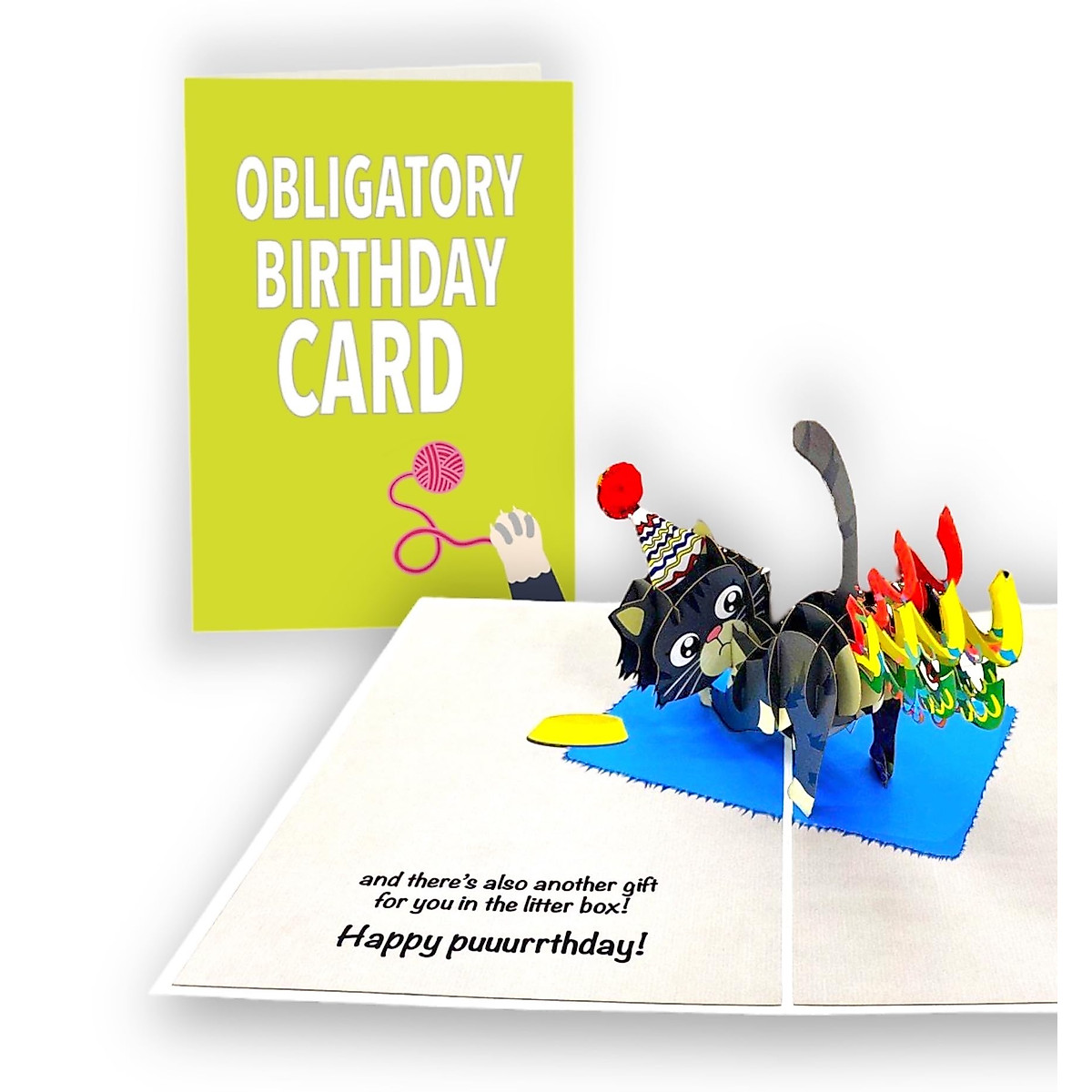 AVINITI Dirty Pop Cards – Obligatory Birthday Card – Funny 3D Cat Birthday Card, Popup Cards for Friend, Mom, Dad, Husband, Wife - 1 Card 5 x 7 inch, 1 Notepaper, 1 Envelope (Farting Cat 2)