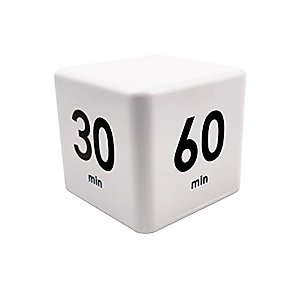 Feilifan Cube Timer, Time Cube Timer Kitchen Timer Kids Timer for ADHD Productivity Workout Flip Timer Classroom for StudyTime Countdown Management Settings 15 20 30 60 Minutes-White