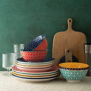 DOWAN 18 Piece Dish Set Include 4 Dinner Plates, 4 Salad Plates, 4 Cereal Bowls, 6 Soup Bowls