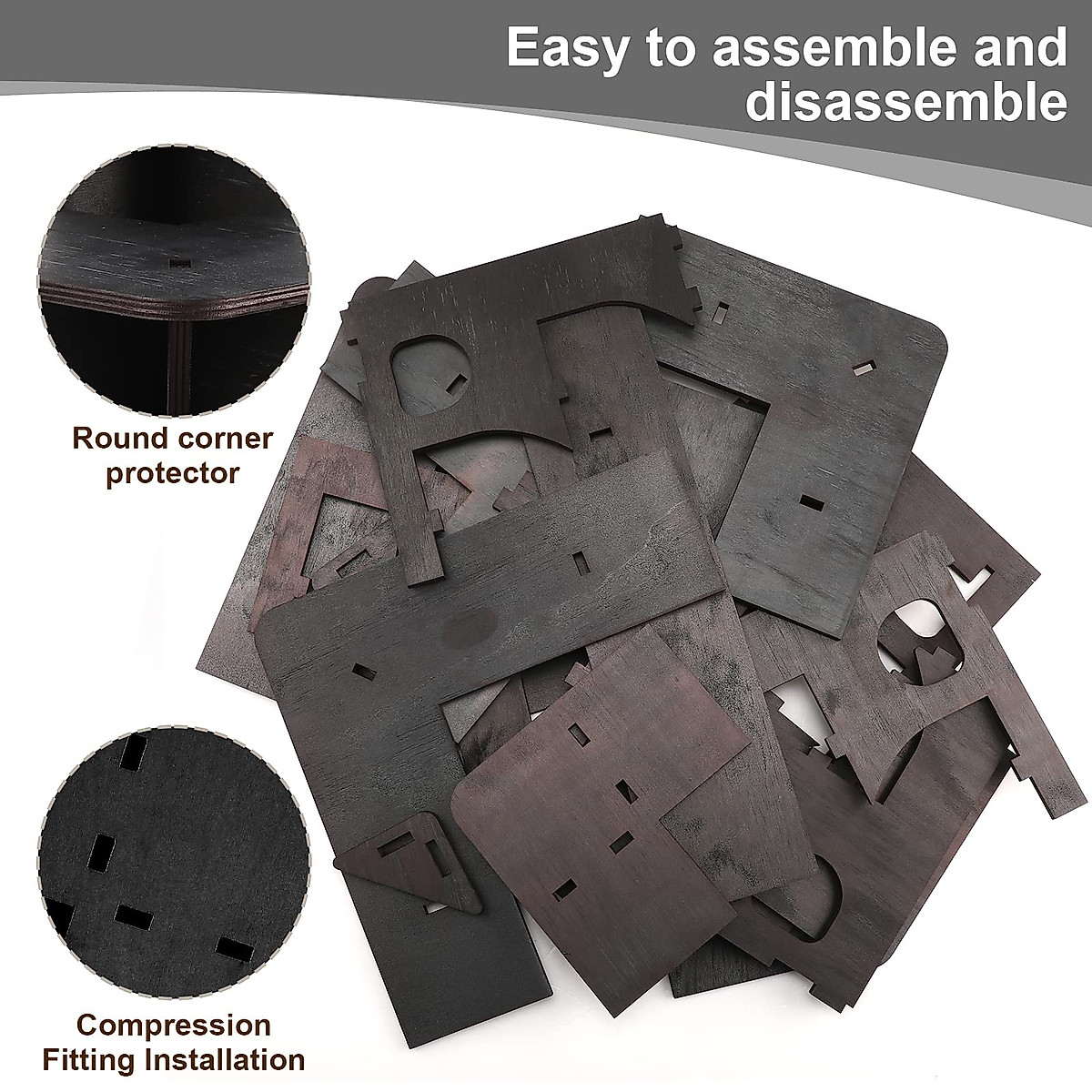 3 Pcs 3 Tiers Retail Table Display Stand Wooden Corner Display Rack Portable Shelf Rack for Retail Table Top, Counter Top, Craft Shows, Farmers Market, Trade Shows Small Products Display (Black)