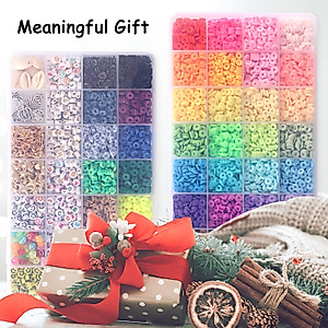 QUEFE 10500pcs, 42 Colors Clay Beads for Bracelet Making with Letter Smiley Face Peace Beads Different Charms Pendants, Polymer Heishi Beads Kit with Elastic Strings for DIY Craft Jewelry