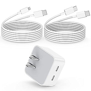 Apple Fast Charger, 40W Super Quick Dual USB C Wall Charger [Apple MFi Certified] Double Port Apple USB C Charger Foldable Plug with USB C to Lightning Cable and USB C to C Cable for iPhone, iPad