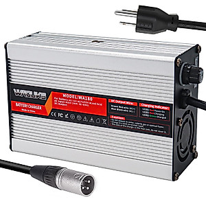 WAOUKS 29.4V 5A Charger DC 29.4Volt 5Amp Li-ion Battery Charger Output XLR Connector Use for 7S 24V Lithium Battery Pack with Cooling Fan