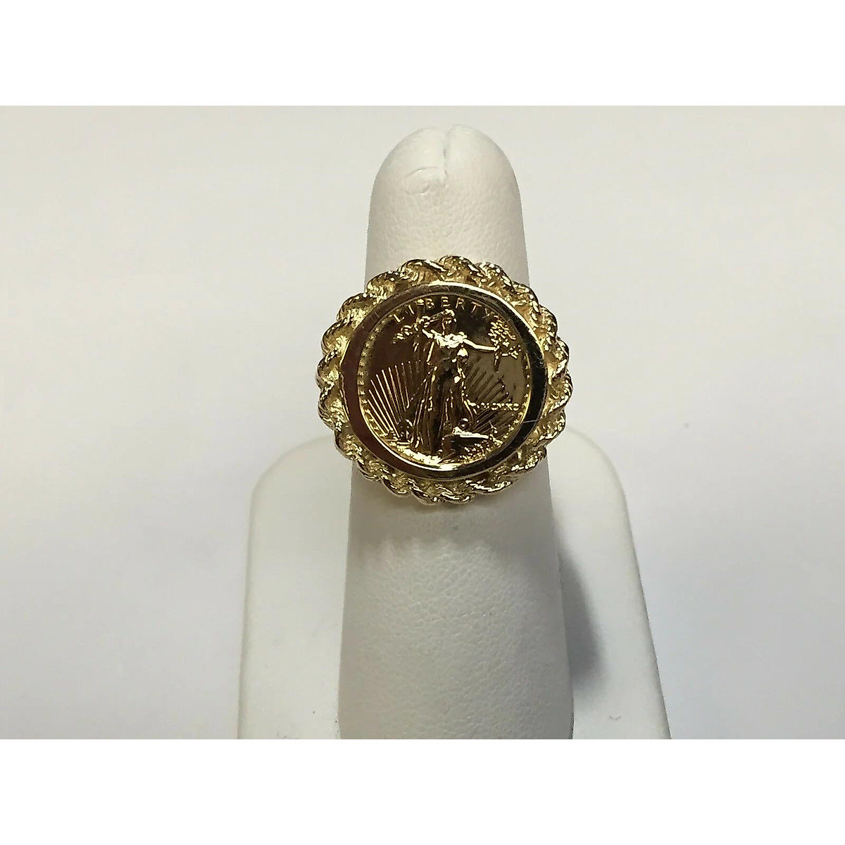 TEX 14k Yellow Gold Ring, 1/10oz US Lady Liberty Coin, Approx 11.4g