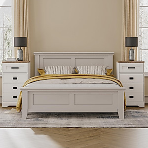 WAMPAT Tall Night Stand Set of 2 Side Table for Bed Room 3 Drawers Dresser for Living Room Office,Set of 2,Antique White