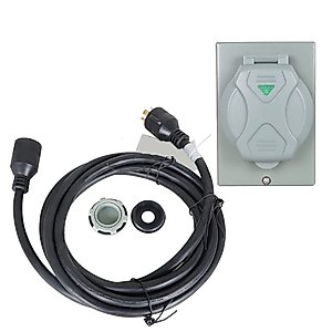 labwork 15FT 30A Generator Cord L14-30P to L14-30R Generator Extension Cord with Pre-Drilled Power Inlet Box and Water Proofing Combo Kit for L14-30P Generator Inlet Box 125/250 Volts