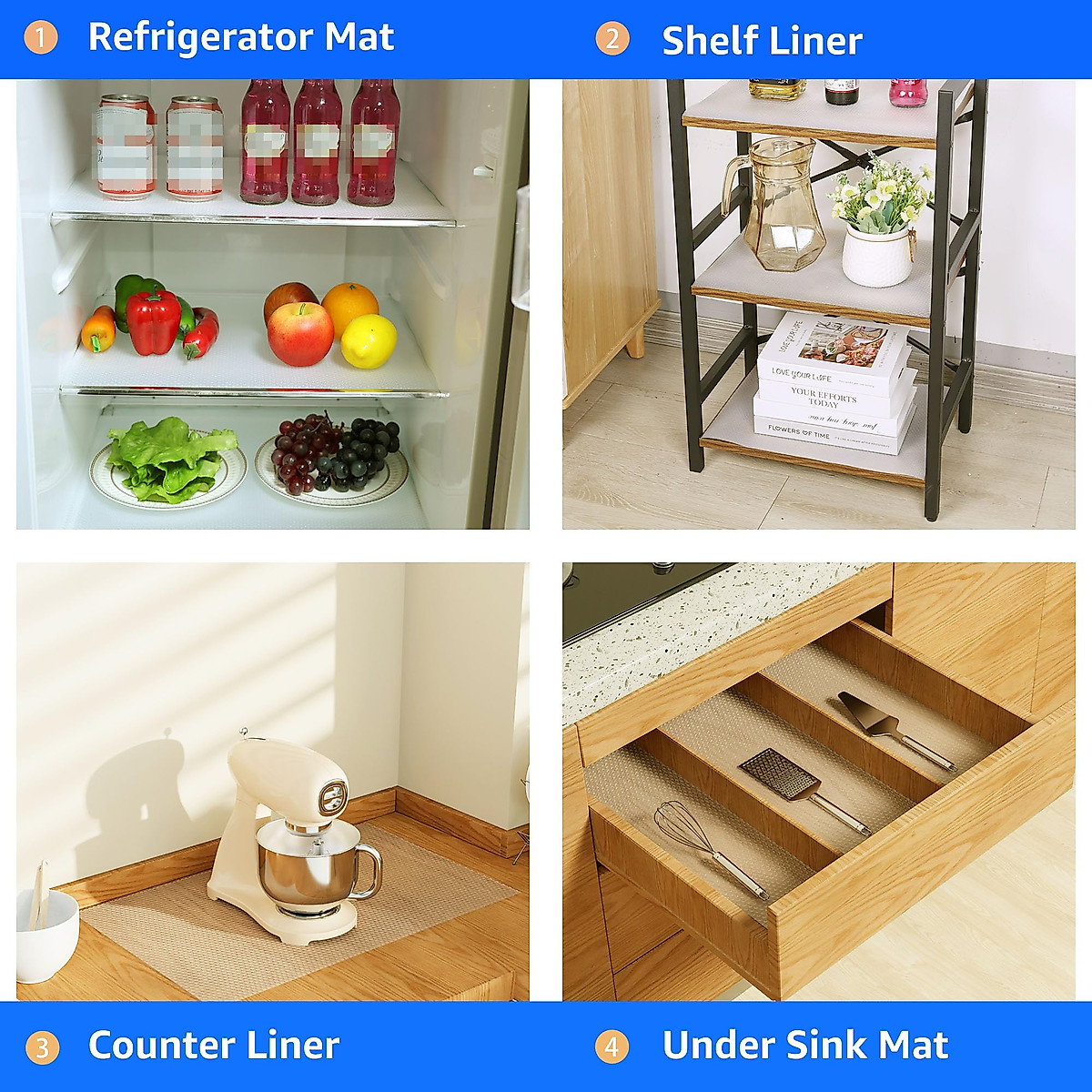 PABUSIOR Shelf Liners for Kitchen Cabinets - Waterproof Cabinet Liner Non-Adhesive, Clear Drawer Liner, Easy to Cut Refrigerator Liners for Shelves, Cupboard, Under Sink (17.7x96 inch)