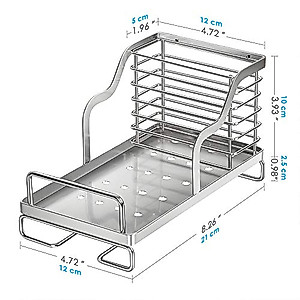 Nieifi Sink Caddy Organizer Sponge Soap Brush Holder with Drain Pan Stainless Steel for Kitchen
