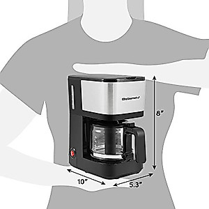 Elite Gourmet EHC9420 Automatic Brew & Drip Coffee Maker, with Pause N Serve, Reusable Filter, On/Off Switch, Water Level Indicator, 5-Cup, Stainless Steel