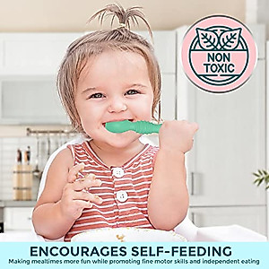 Silicone Baby Spoons First Stage Infant Feeding Spoon for Baby Led Weaning BPA Lead Phthalate and Plastic Free, Great Gift Set