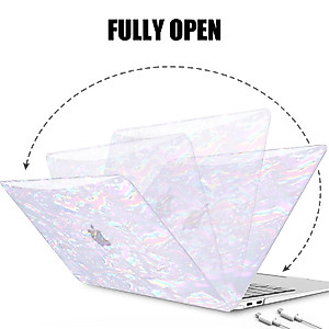 B BELK Compatible with MacBook Air 13 inch Case 2022 2021 2020 2019 2018 Release M1 A2337 A2179 A1932 Touch ID, Glitter Pearl Plastic Hard Shell Case+2 Keyboard Cover+Screen Protector, Iridescent