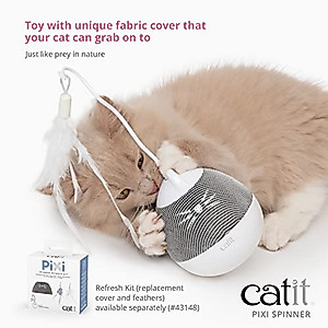 Catit PIXI Spinner, Treat Dispensing Cat Toy, Silver