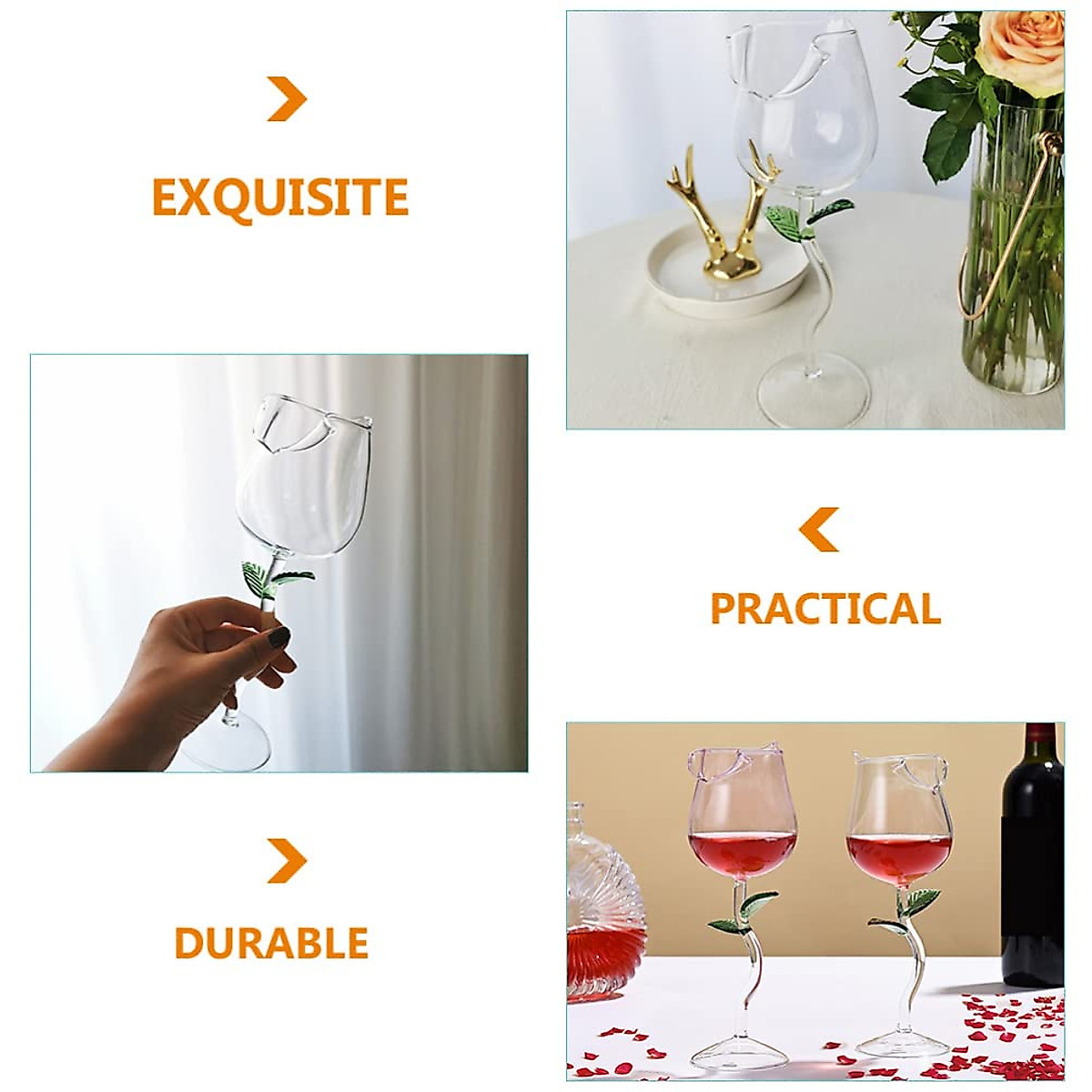 Martini Glasses Cup Flower Shaped Glasses Drinking Cup Wine Glasses Delicate Champagne Cup Glass Goblet Rose Design Wine Cup Liquor Holder Wine Glasses