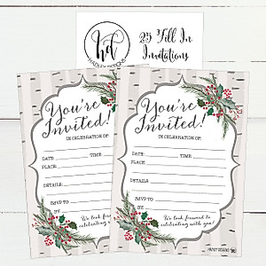25 Christmas Party Invitations For Holiday Party Invitations - Pre Christmas Dinner Invitations Winter Birthday Invitations, Christmas Party Invites Adults Christmas Open House Invitations Xmas Party